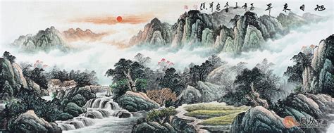 现代的浅绛山水画图片名家山水画白描山水画大山谷图库