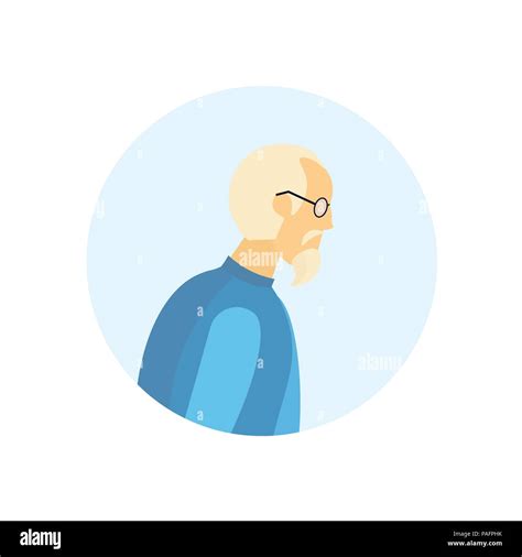 Old Man Glasses Profile Avatar Elderly Grandfather Isolated Portrait