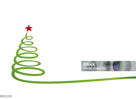 레드 스타와 녹색 리본의 크리스마스 트리입니다 벡터입니다 휴일 새 해 인사말 카드입니다 텍스트 또는 광고에 대 한 빈 공간 크리스마스에 대한 스톡 벡터 아트 및 기타 이미지
