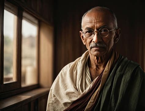 Premium Ai Image Portrait Of Mahatma Gandhi With Glasses Wearing A Saree