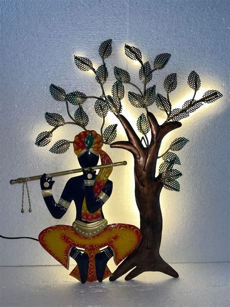 Multicolor Metal Krishna Under Tree Wall Decor Size 26x26 Inch At Rs