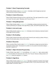 Python Programming Problems Functions Control Structures Course Hero
