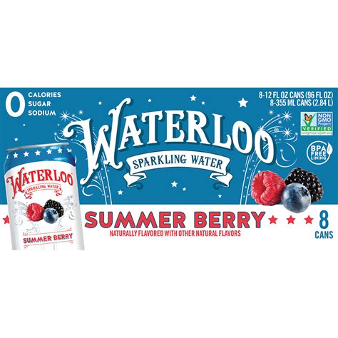 Waterloo Sparkling Water Summer Berry 12 Fl Oz 8 Pack Cans