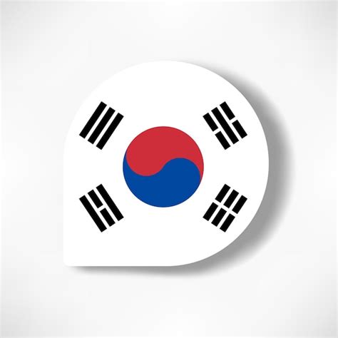 흰색 바탕에 그림자와 함께 한국 드롭 플래그 아이콘 프리미엄 벡터