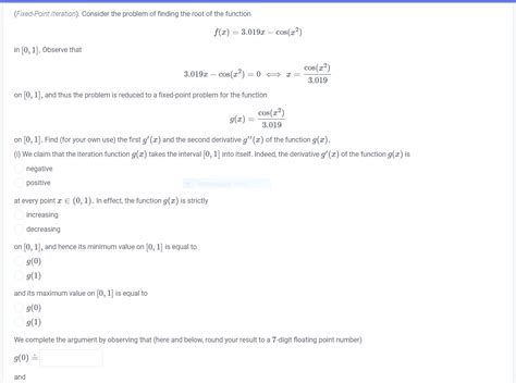 Solved Fixed Point Iteration Consider The Problem Of Chegg