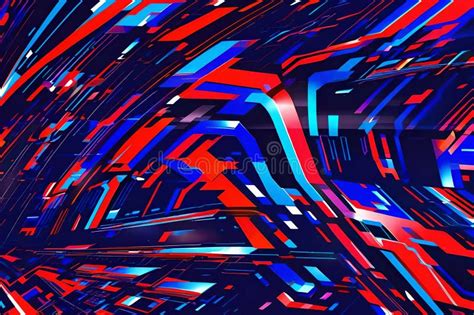 abstract futuristic glowing blue and red light ray on dark background