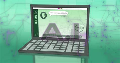 Image Of Ai Chat And Data Processing Over Laptop Screen Stock