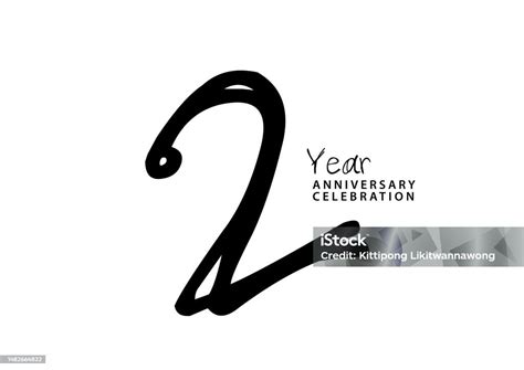 2 주년 기념 블랙 컬러 로고 벡터 2 숫자 디자인 2 번째 생일 초대장 기념일 로고 템플릿 로고 번호 디자인 벡터 서예 글꼴