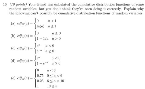 solved 10 10 points your friend has calculated the cumulative