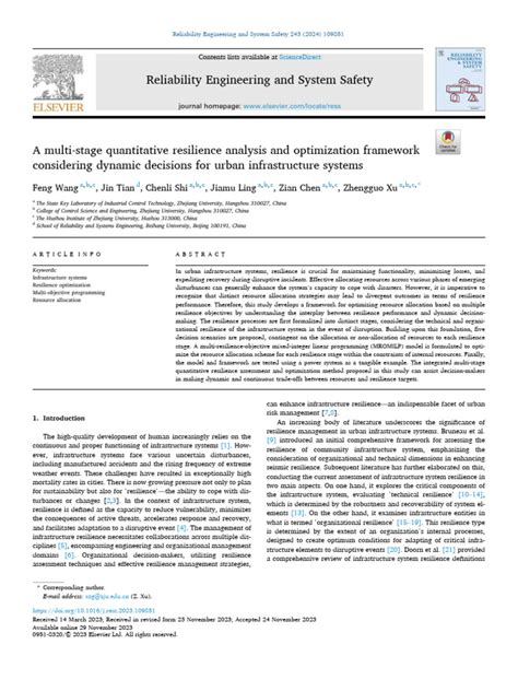 A Multi Stage Quantitative Resilience Analysis And Opti 2024