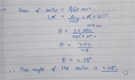 25 A Sector Is Cut Off From A Circle Of Radius 21 Cm The Area Of The
