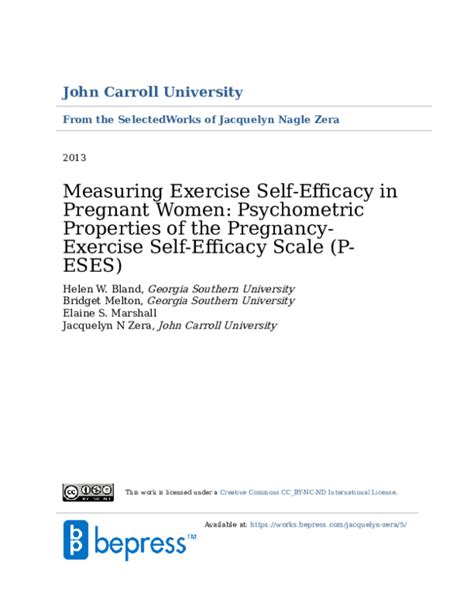 Pdf Measuring Exercise Self Efficacy In Pregnant Women Psychometric