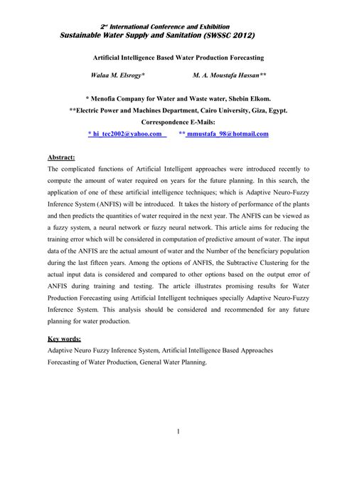 Pdf Artificial Intelligence Based Water Production Forecasting