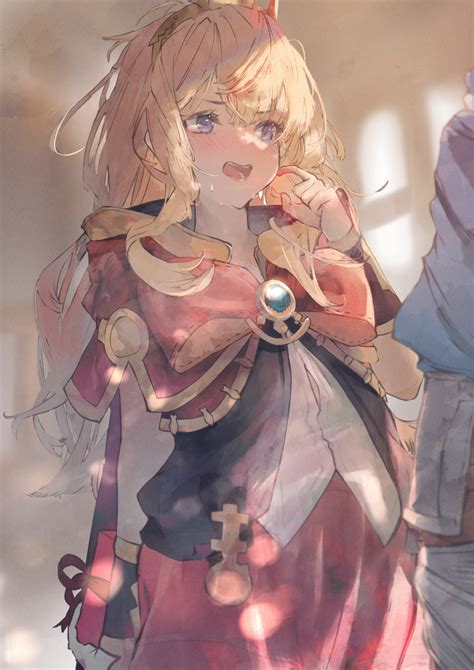 Safebooru Arms Behind Back Bangs Betabeet Blonde Hair Blue Hair Blue
