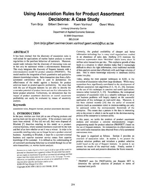 Using Association Rules For Product Assortment Decisions A Case Study
