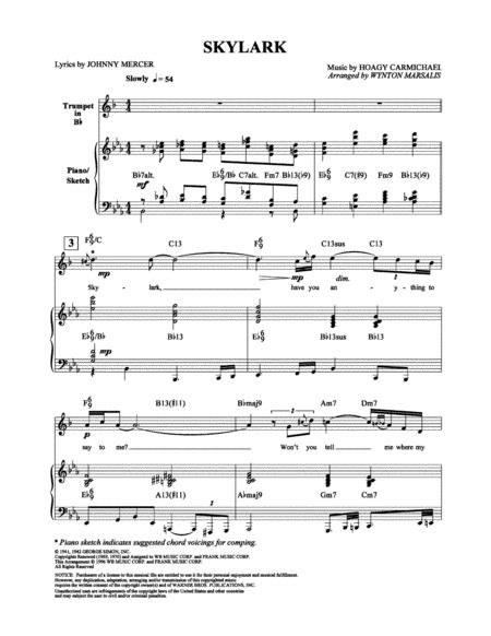 Skylark By Hoagy Carmichael Small Ensemble Digital Sheet Music