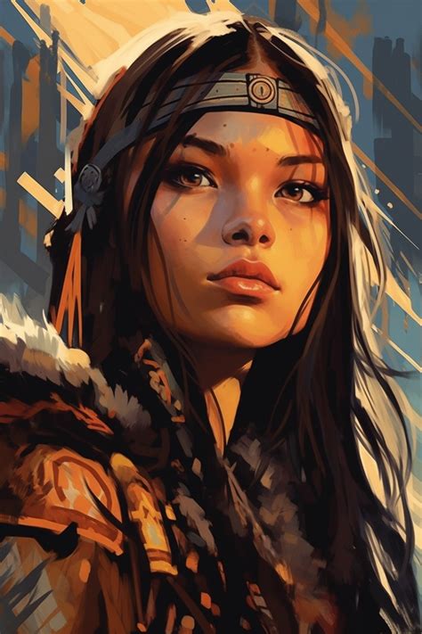 Beautiful Native American Girl Strong Graphic Elements Chiến Binh