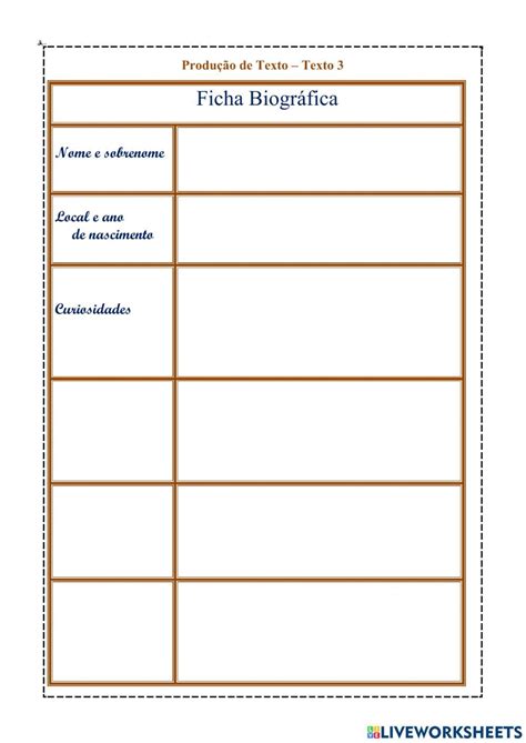 Ficha Biogr Fica Interactive Worksheet In Online Activities Workbook Teachers