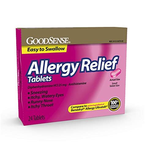 Goodsense Allergy Relief 25mg Diphedryl Allergy Tablets 24 Count In