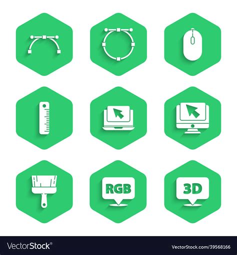 Set Laptop And Cursor Speech Bubble With Rgb Cmyk Vector Image