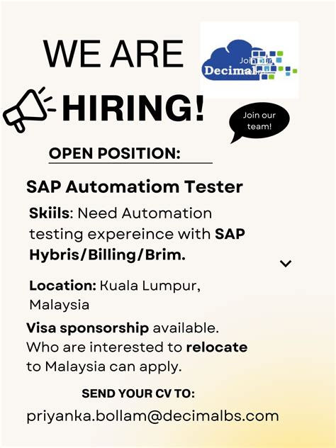 Priyanka Priya On Linkedin Hiring Automationtester Saphybris Kualalumpur Malaysia