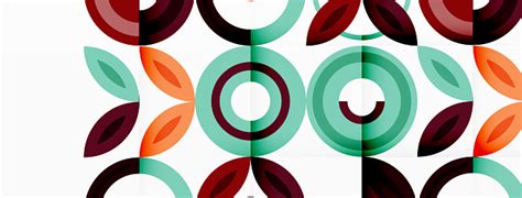 추상적인 배경 미니멀리스트 원과 둥근 요소 다양한 크기 원 및 기타 기하학적 모양의 구성 요소는 격자 모양 패턴으로 대칭으로 배열됩니다 0명에 대한 스톡 벡터 아트 및 기타