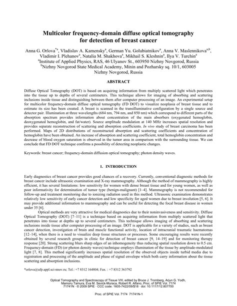 Pdf Multicolor Frequency Domain Diffuse Optical Tomography For