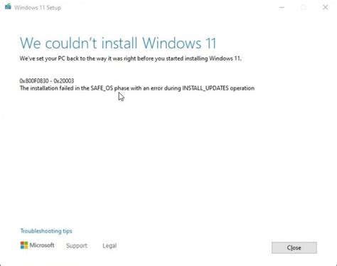 your windows 11 install could fail with 0x8007007 0x800f0830 errors