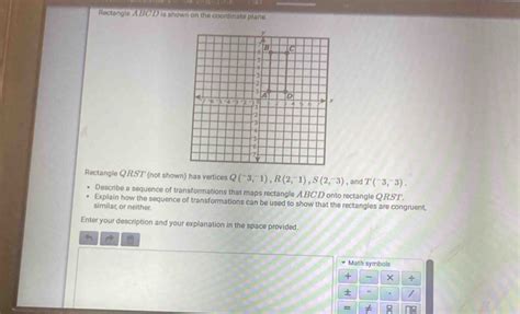 Solved Rectangle Abcd Is Shown On The Coordinate Plane Rectangle Q