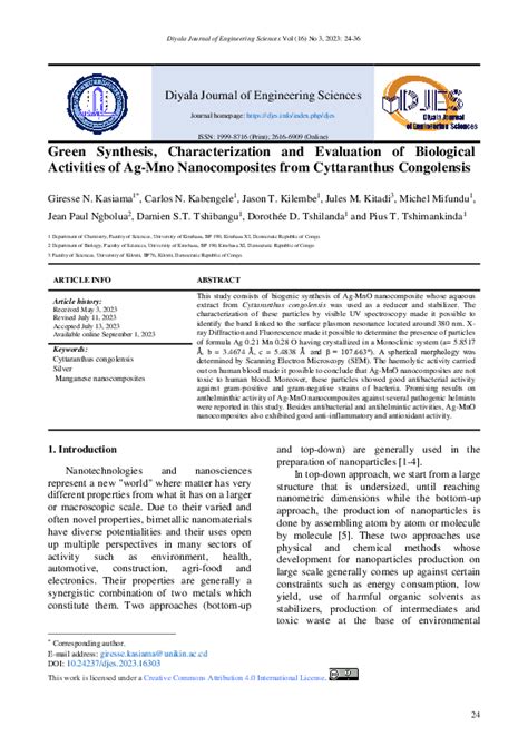 Pdf Green Synthesis Characterization And Evaluation Of Biological