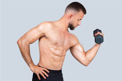 Concentrated Calm Sweat Handsome Strong Muscular Millennial Caucasian