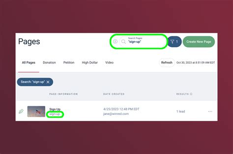 New Updated Page Search Functionality Winred