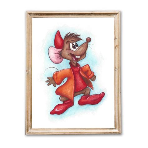 Cinderella Jaq Watercolor Painting Print Etsy