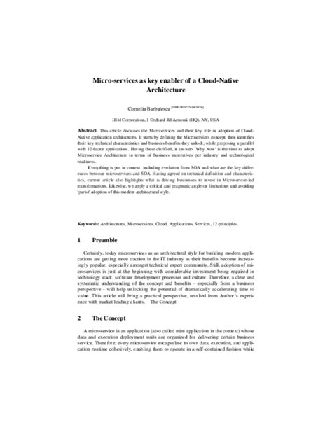 pdf microservices as a key enabler of a cloud native architecture