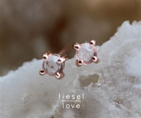 14k Gold Rose Quartz Studs