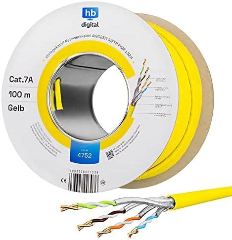 HB DIGITAL 25m CAT 7a Netzwerkkabel Gelb Verlegekabel Ethernet LAN