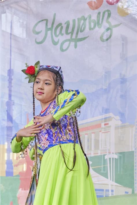 Asian Small Girl Dancing Uzbek Dance On Stage Editorial Stock Image