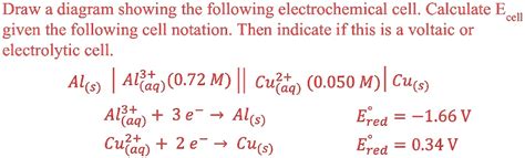 SOLVED Draw A Diagram Showing The Following Electrochemical Cell Calculate Ecell Given The