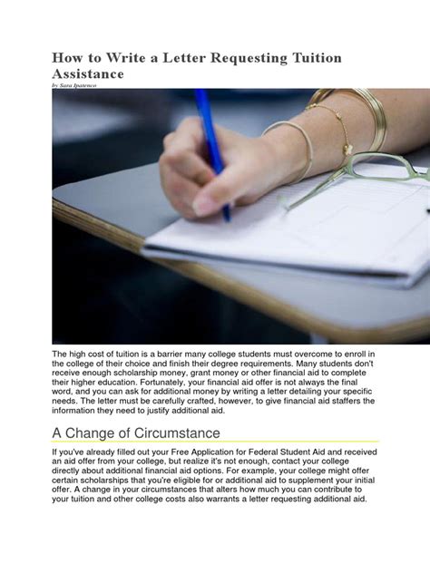 How To Write A Letter Requesting Tuition Assistance Pdf Tuition