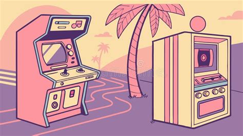 Retro Arcade Game Machines Vintage Gaming And Classic Entertainment Nostalgia Vector Design