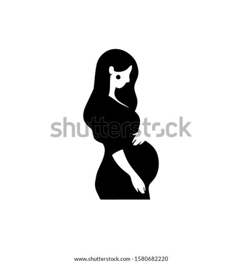 Black Silhouette Beautiful Pregnant Woman Side Stock Vector Royalty