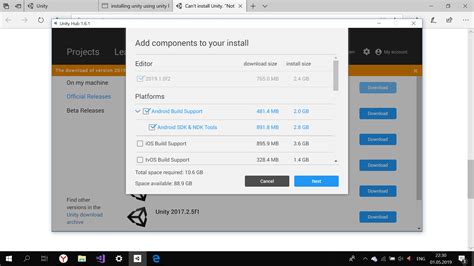 can t install unity not enough free space unity engine unity
