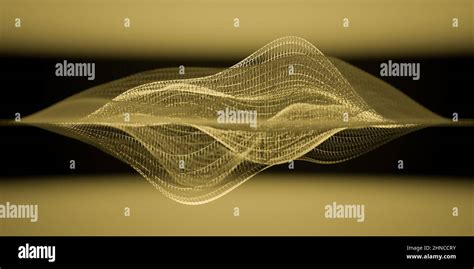 Abstract Yellow Wireframe Waveform Visualization Of Sound Waves Or Acoustic Equalizer Concept
