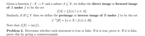 Solved Given A Function F X → Y And A Subset A Of A Under