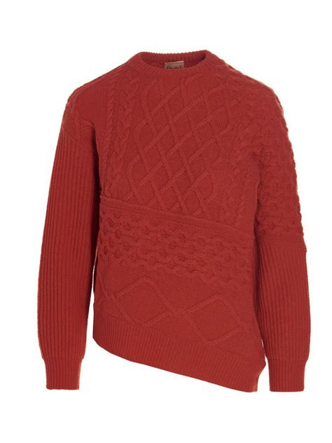 Buy NUDE Cable Knit Sweater Red At Off Editorialist