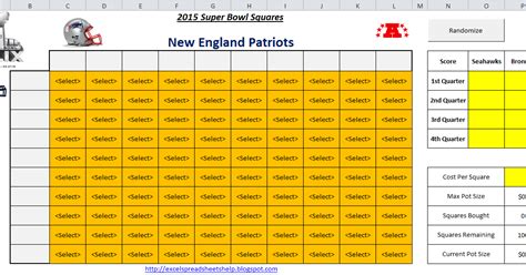 Excel Spreadsheets Help 2015 Super Bowl Squares