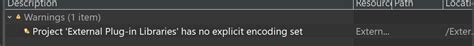 Project External Plug In Libraries Has No Explicit Encoding Set