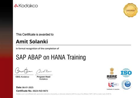 Amit Solanki Has Successfully Completed The Certification In Sap Abap On Amit Solanki
