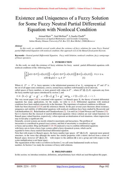 Pdf Existence And Uniqueness Of A Fuzzy Solution For Some Fuzzy Neutral Partial Differential