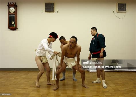 Japanese Shrine Parishioners Of The Matsubara Team Put On Fundoshi